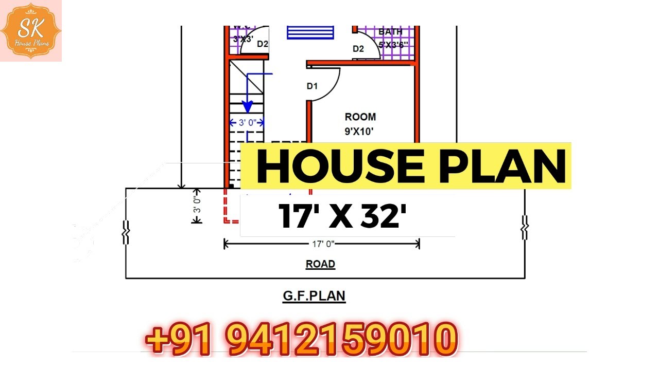 Two Sides Road House Plan 17' X 32' / 544 Sq.Ft / 60 Sq.Yds / 51 Sq.M ...