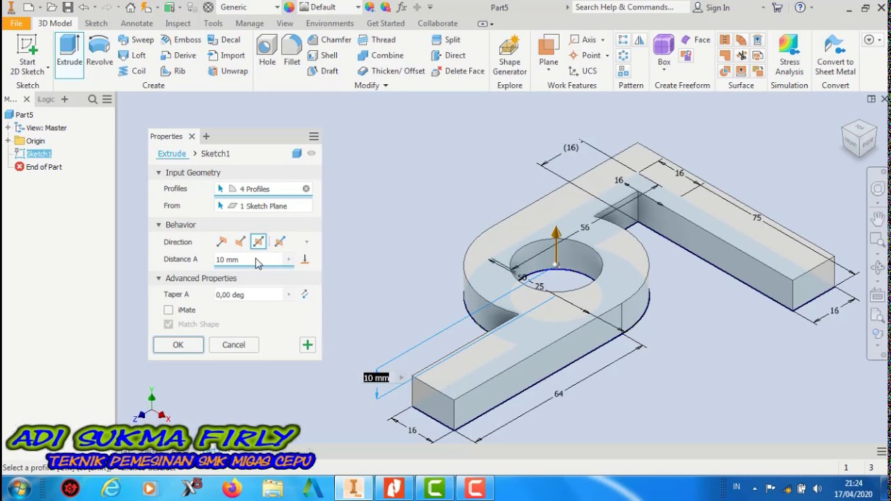 TUTORIAL INVENTOR MS ROD BRACKET SMK Migas Cepu...#wani_sinau - YouTube