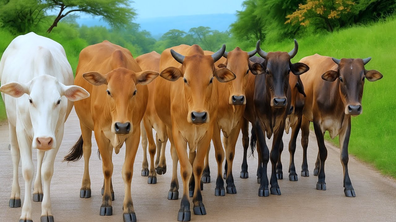 Kerumunan Sapi Kampung Berkeliaran di jalan, Suara Sapi Moo, Sapi Lucu ...