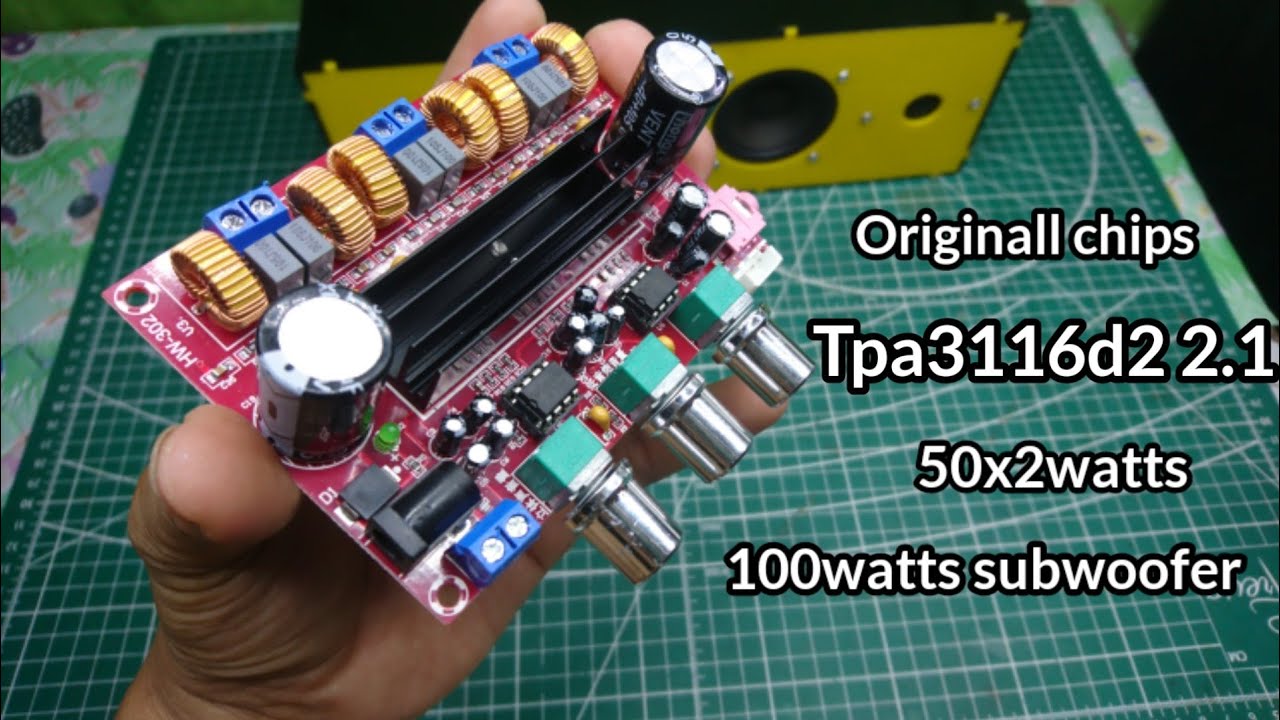 UNBOXING TEST REVIEW AMPLIFIER TPA31162D 2.1 50X2 + 100 watts SUBWOOFER ...