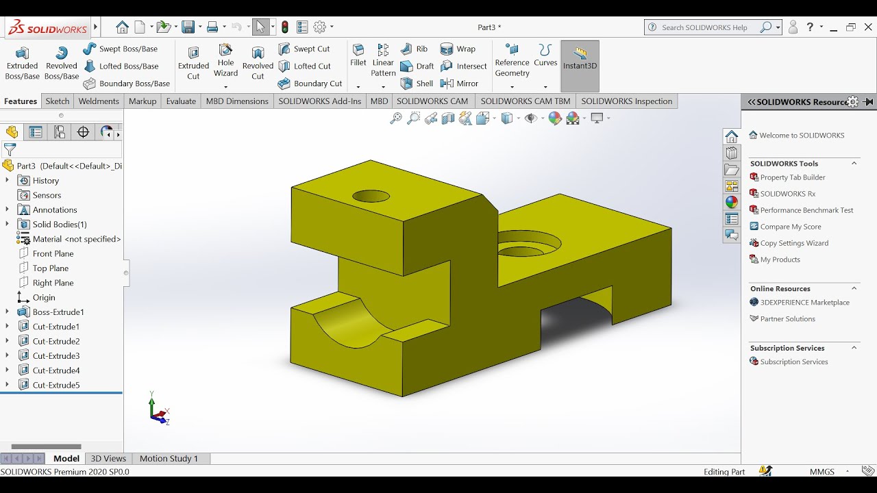 TUTORIAL GAMBAR 3D - membuat gambar part menggunakan solidworks - YouTube