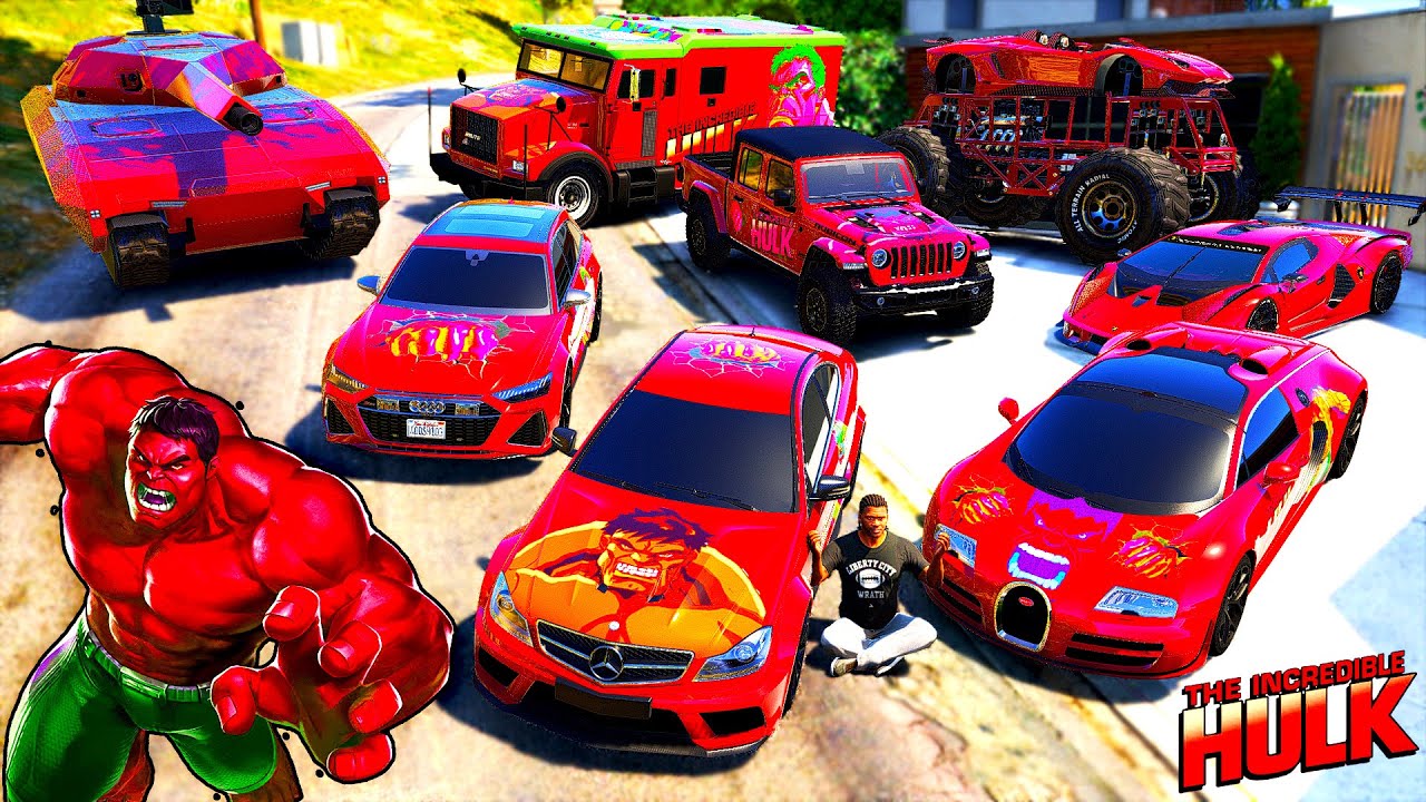 Franklin Steals The MOST POWERFUL Red HULK Cars - YouTube