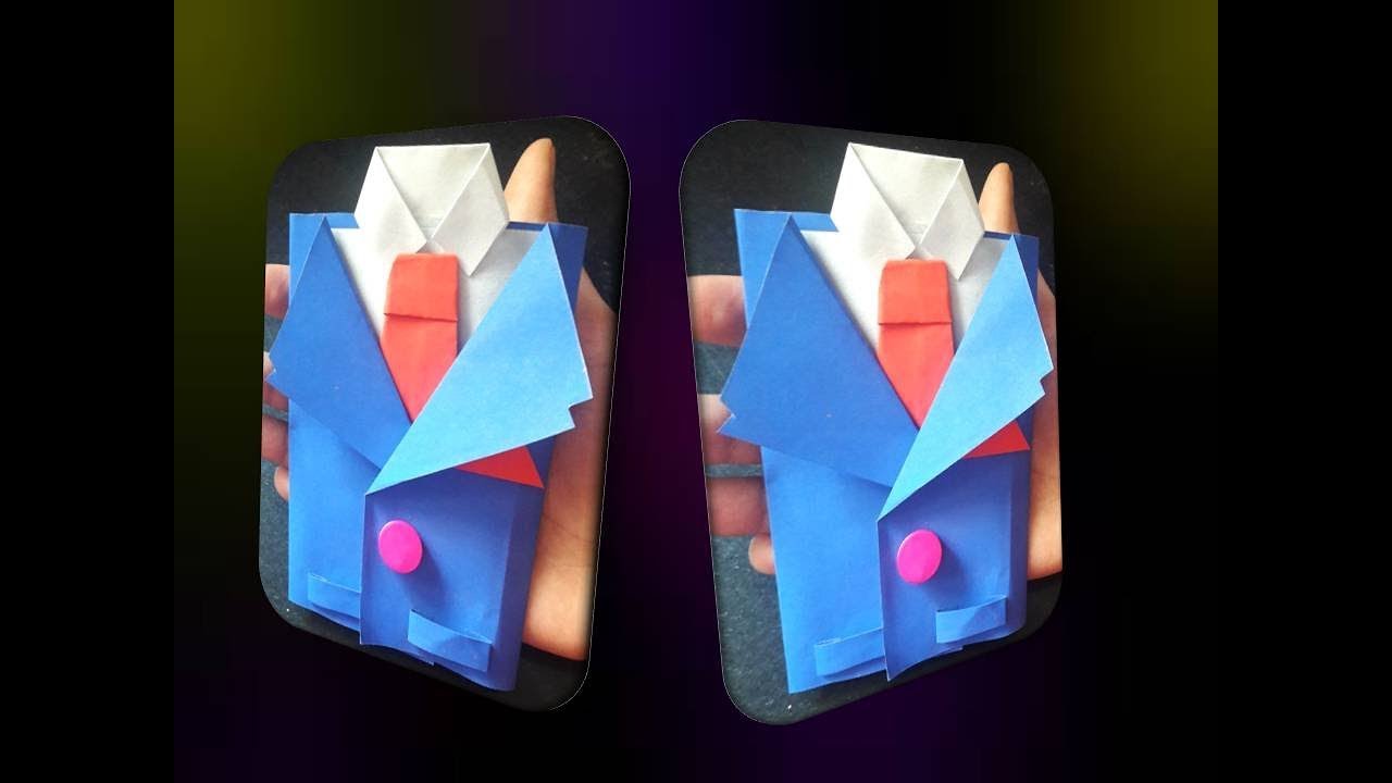 DIY Suit-Tuxedo Greeting Card Tutorial | Tie Shirt Jacket Origami Paper ...