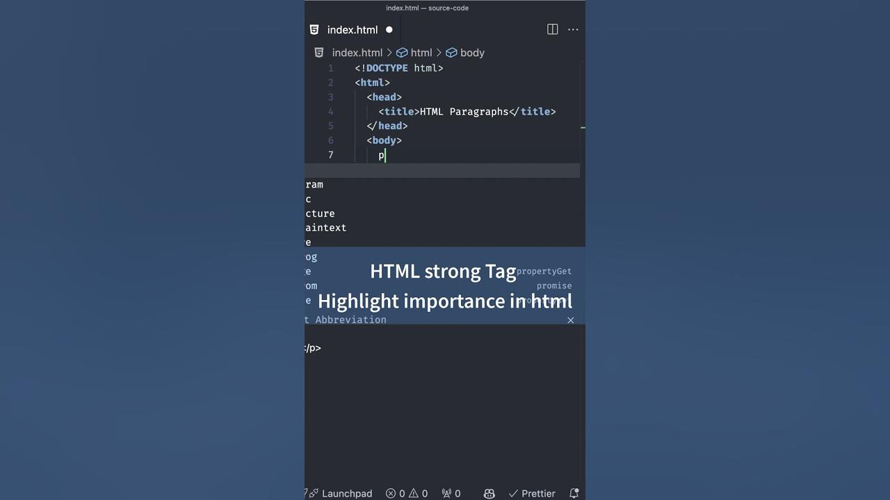 Text Formatting Tags in HTML, strong Tag for Importance | HTML CSS Tutorial for Beginners #html ...