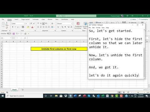 Excel: unhide first column or first row - YouTube