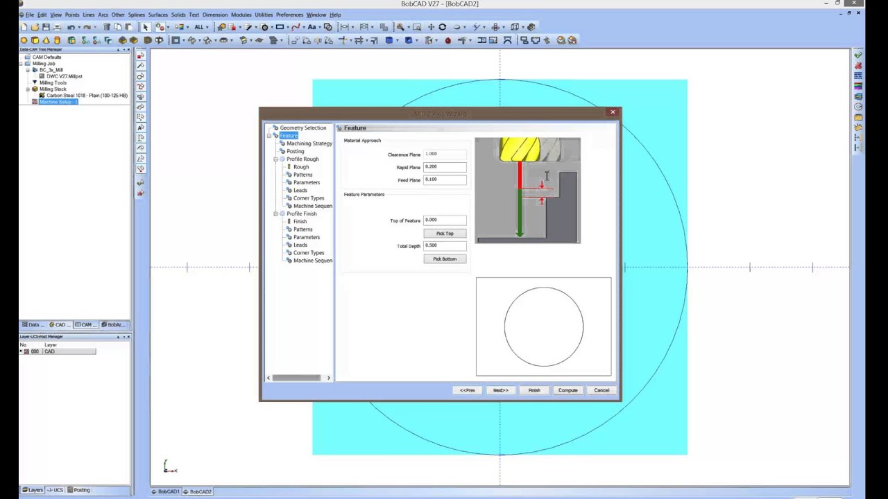 BobCad/Cam v27 - Cutting a Profile - YouTube