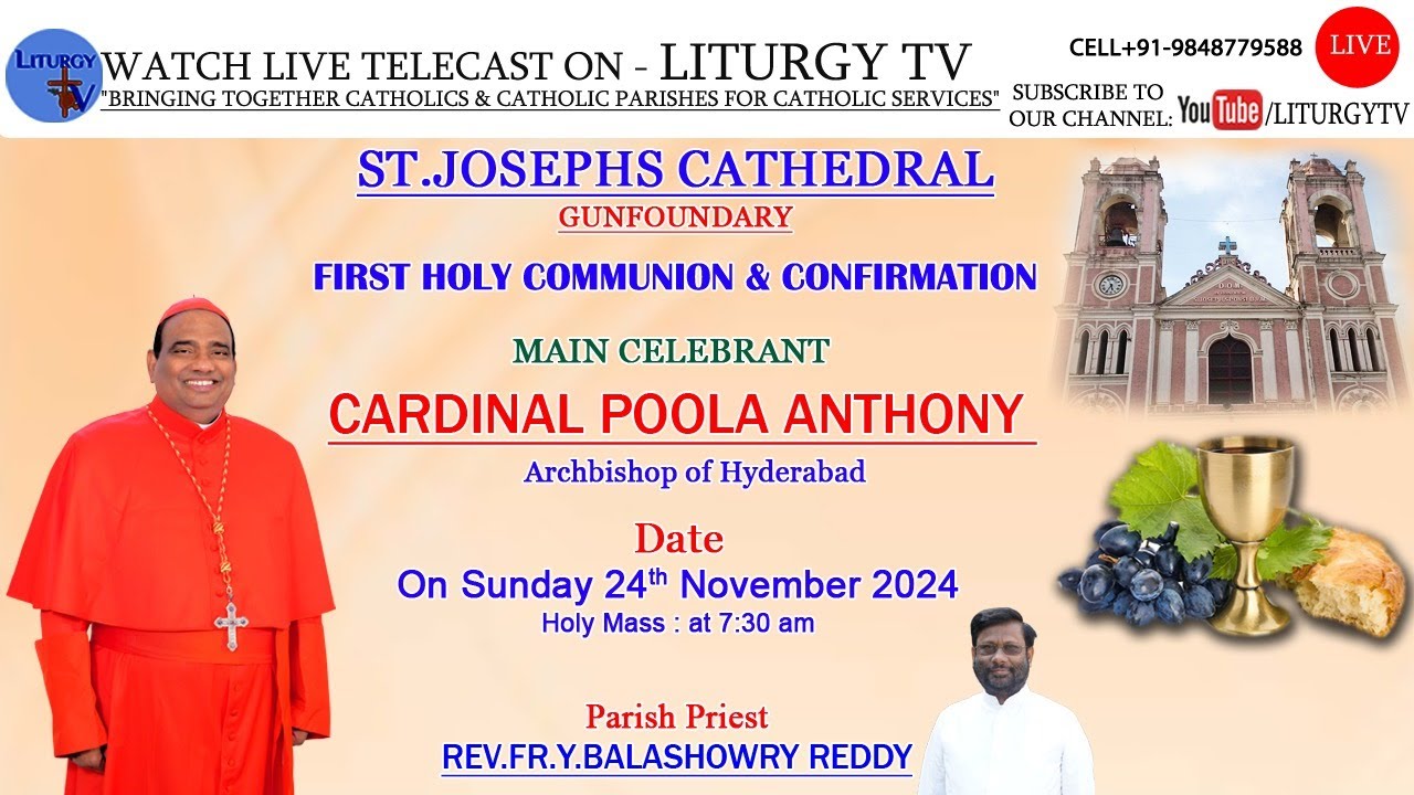 Cardinal Poola Anthony | 1st Holy Communion & Confirmation | Holy Mass ...