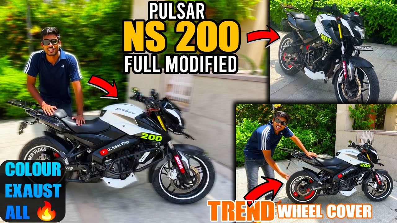 Bajaj Pulsar NS 200 Full Modified 2023 | Colour , Exaust , Wheel Cover ...