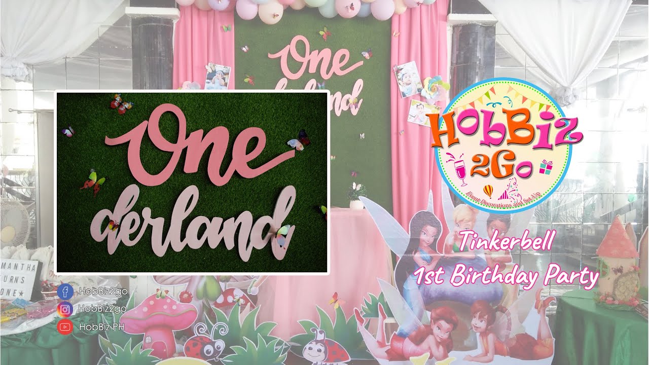 Tinkerbell Party | 1st Birthday | DIY Birthday Backdrop Ideas - YouTube