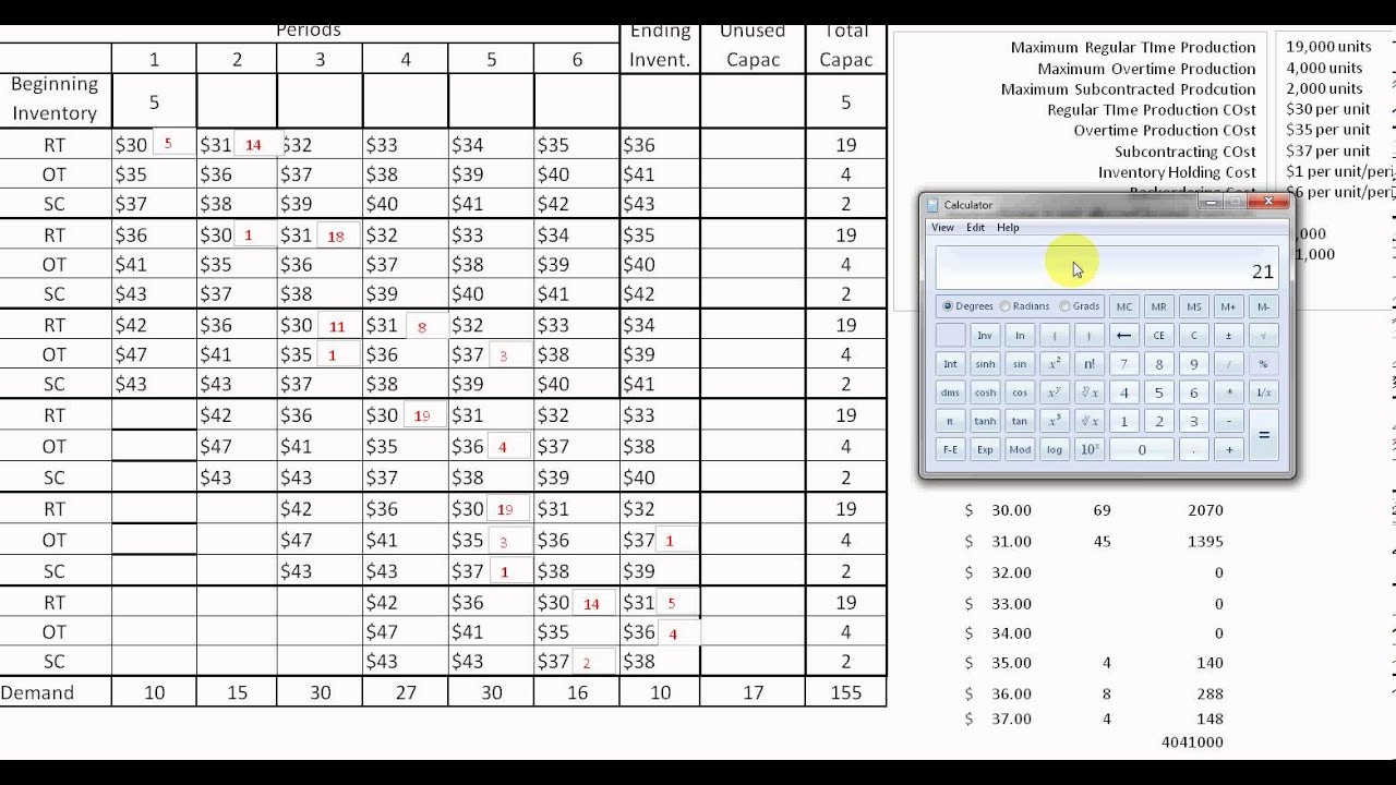 SO&P Ending Inventory and Optimal Solution Cost - YouTube