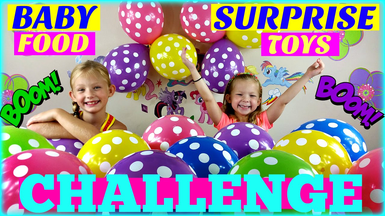 BABY FOOD CHALLENGE - Baby Food Surprise Toys and Giant Balloon Pop ...