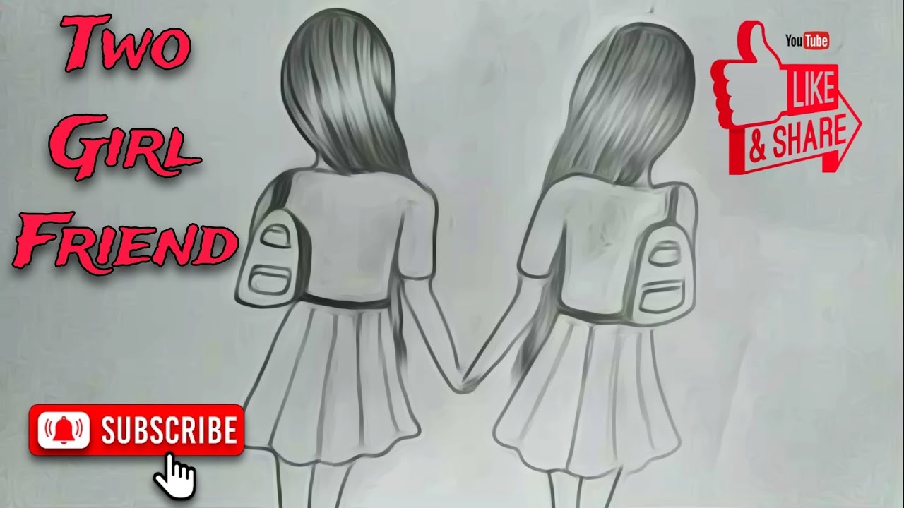 Two Friends Girl Drawing || Two Friends Girl Sketch || Two Girl Drawing ...