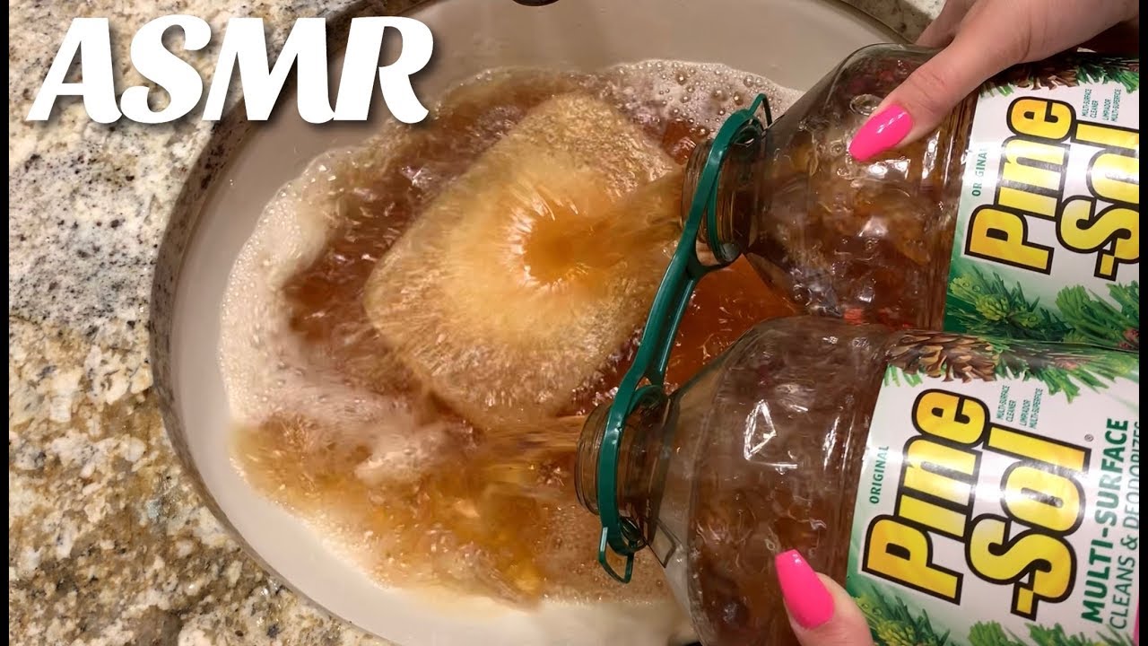 🌲 ASMR TWO WHOLE BOTTLES OF PINE SOL SPONGE SQUEEZING 🌲 - YouTube