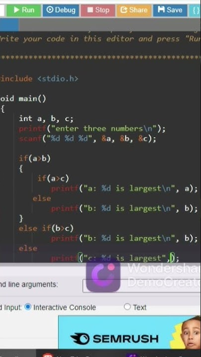 C Program Using Nested If Else Statement Largest Number Program Clanguage Programming