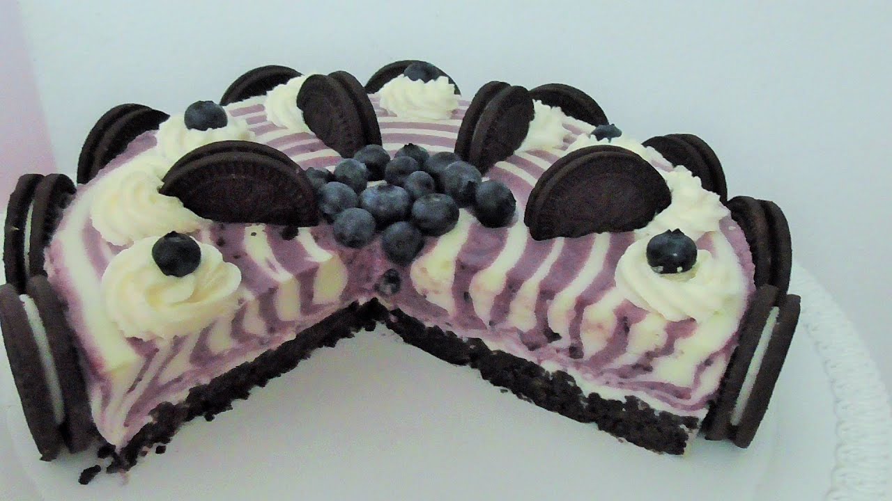 Oreo Zebra Käsekuchen Cheesecake mit Blaubeeren ohne backen Käsekuchen ...