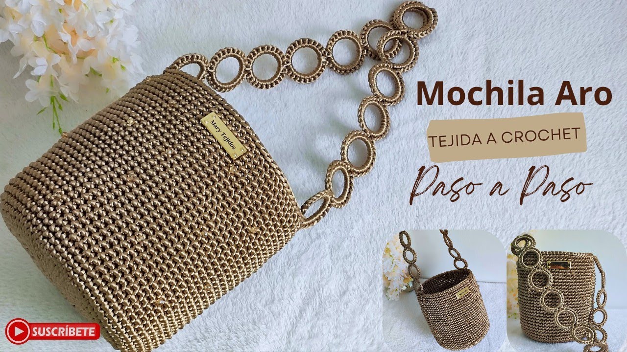 🔥Mochila ARO/ Tejida a Crochet// Cordon Satinado (Colita de rata ...