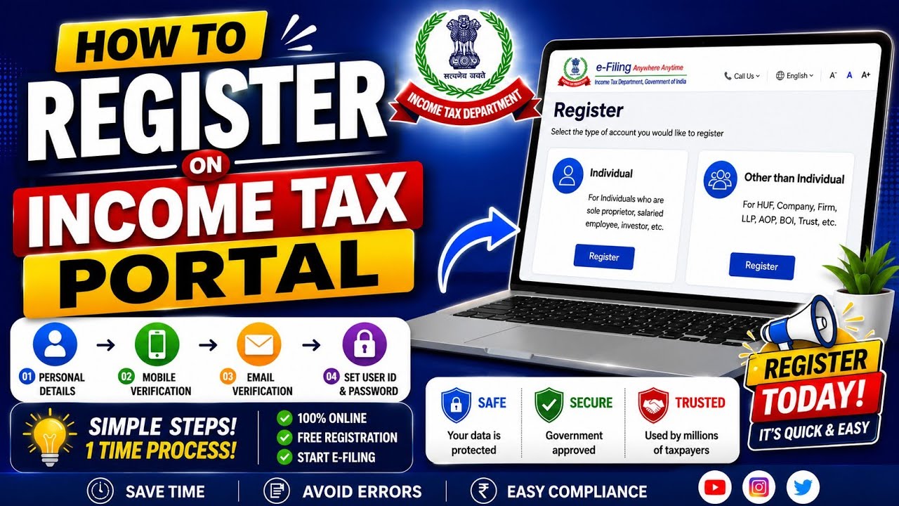 How to Register on Income Tax Portal | Income Tax Portal Par Register ...