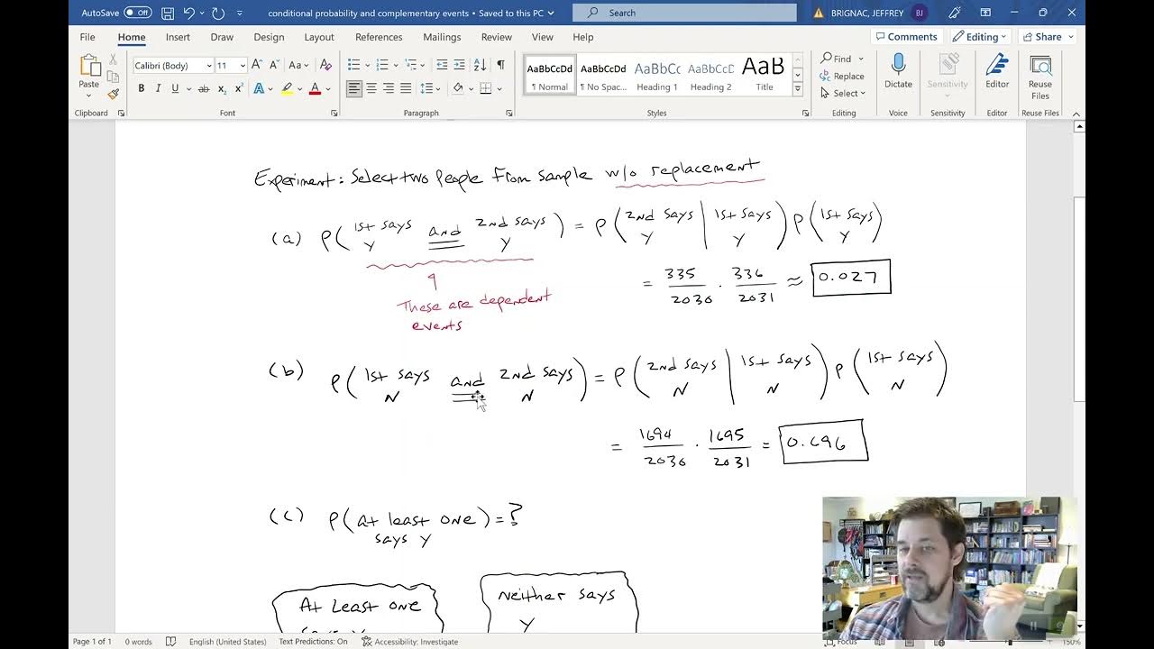 conditional probability and complementary events - YouTube