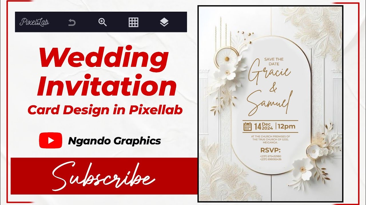 Wedding invitation card Design in pixellab - YouTube