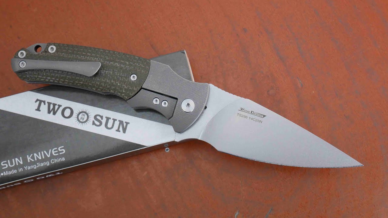 TwoSun TS286 Titanium-Micarta, 14C28N - YouTube