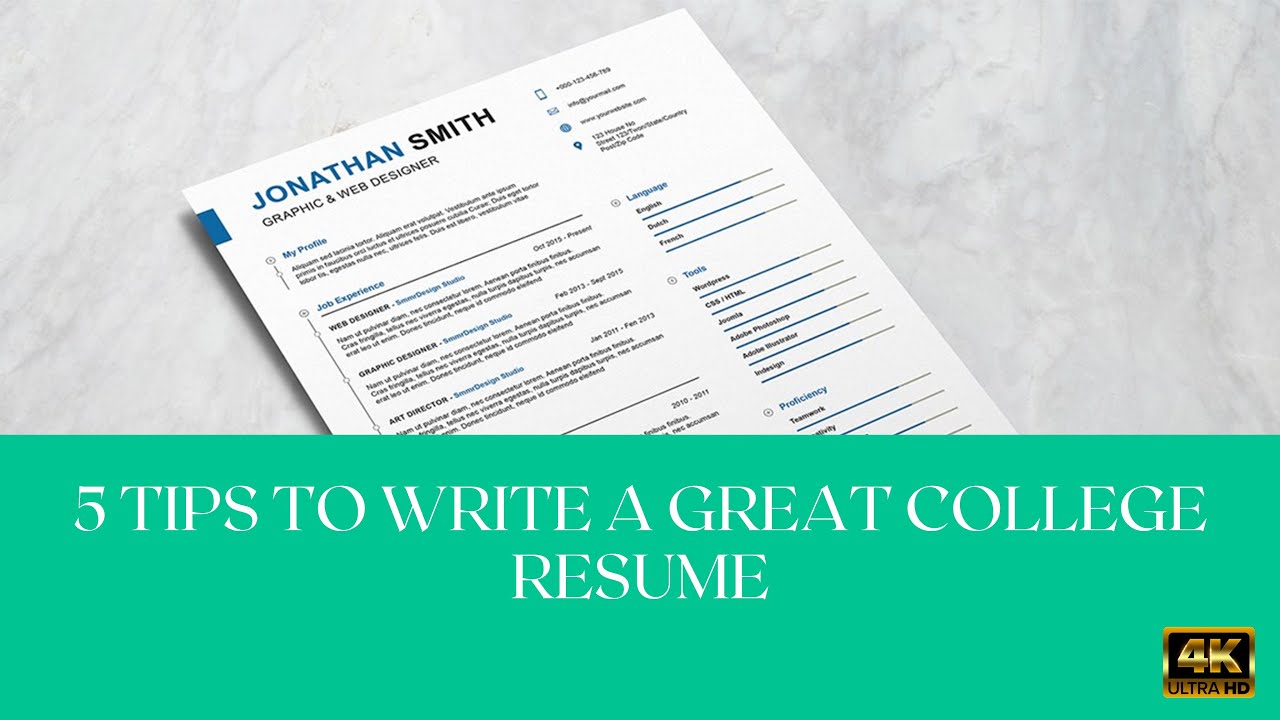 5 Tips To Write A Great College Resume - YouTube