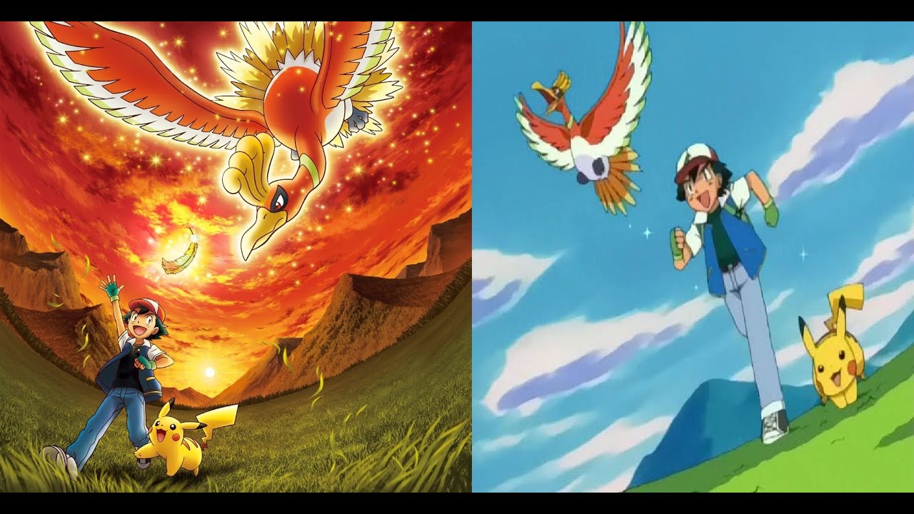 Pokemon Ho oh y Ash todos los avistamientos y escenas - YouTube