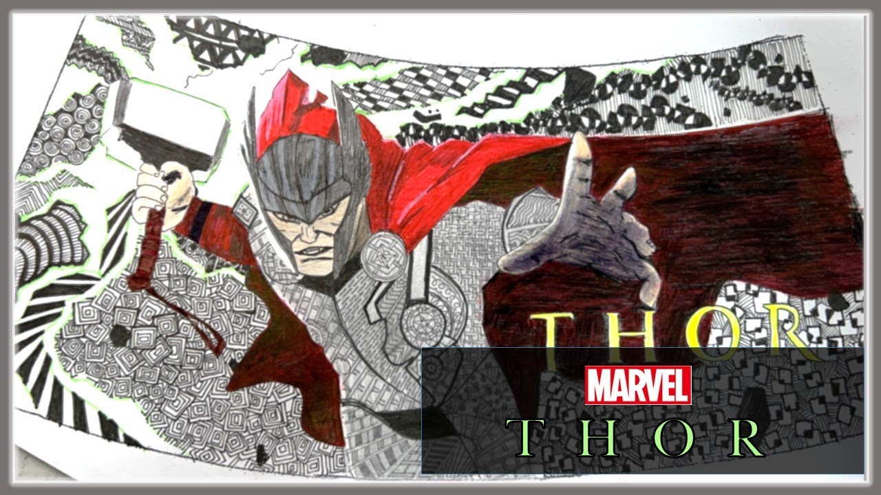 [젠탱글]마블-토르-/[zentangle]MARVEL-THOR - YouTube