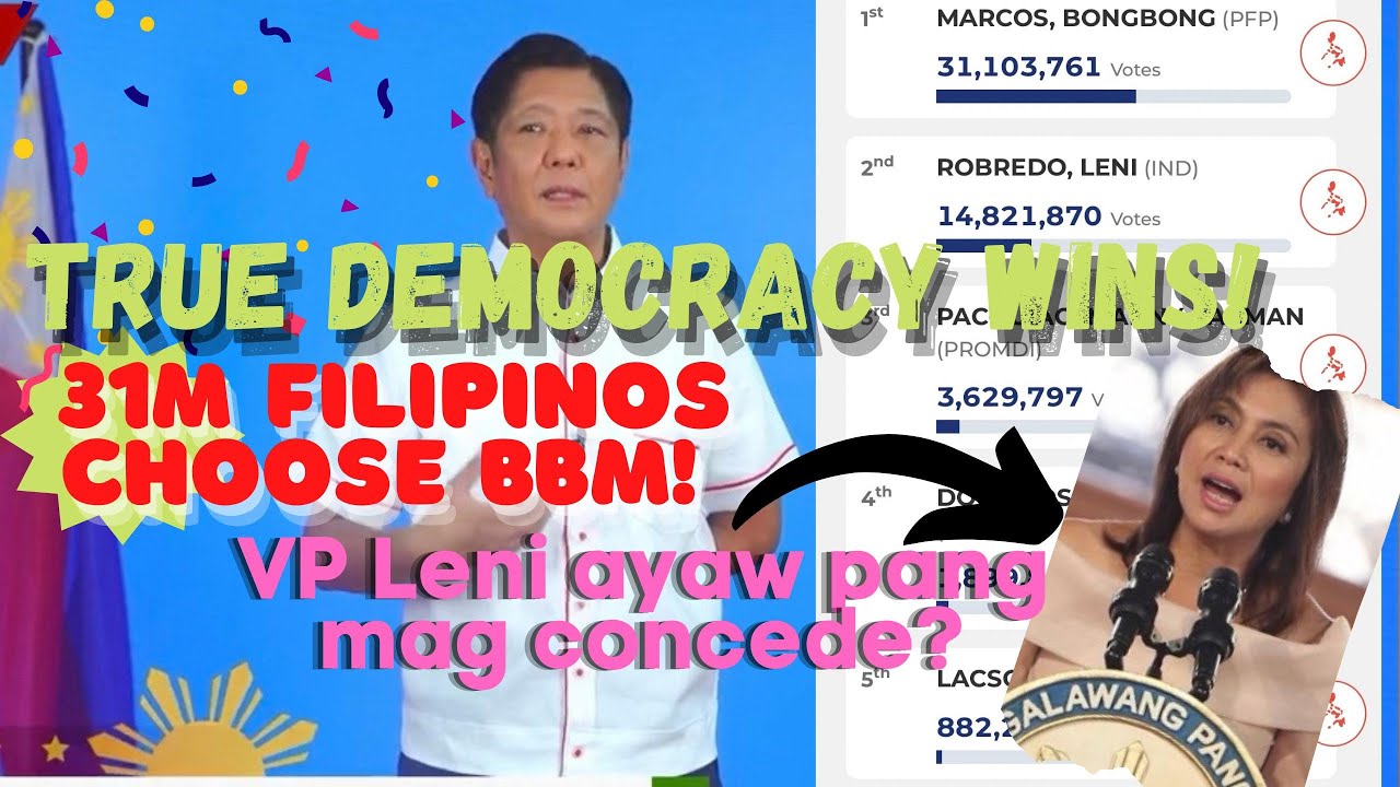 BBM UPDATE | True DEMOCRACY WINS! 31M FILIPINO CHOOSE BBM! VP LENI AYAW ...