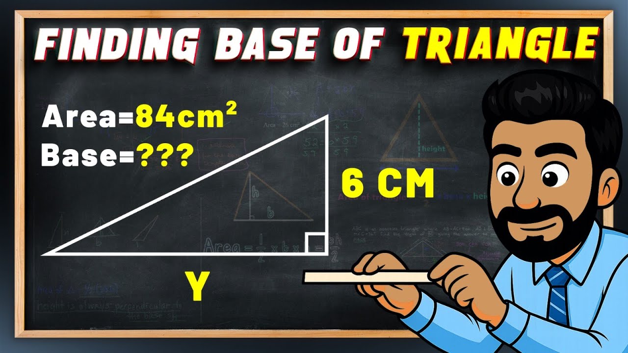 Learn To Find The Base Of a Triangle Given Area & Height - YouTube