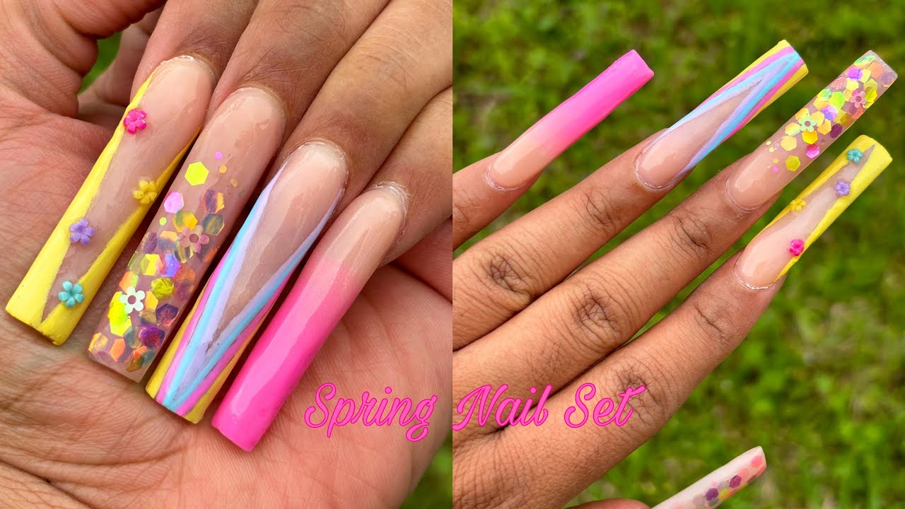 Watch Me Work| 2XL Colorful Spring Nail Set | Nail Inspo - YouTube