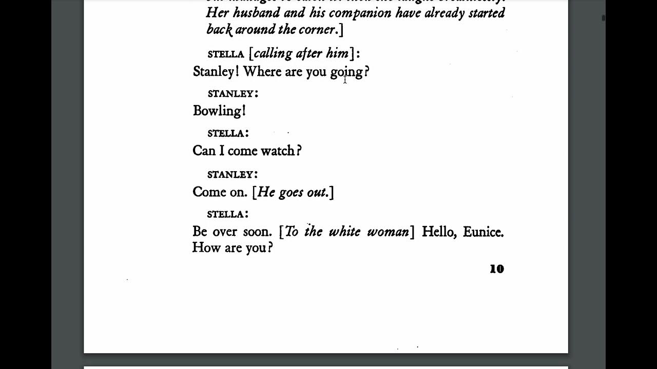 A Streetcar Named Desire - Scene One - Full Close Reading and Analysis ...