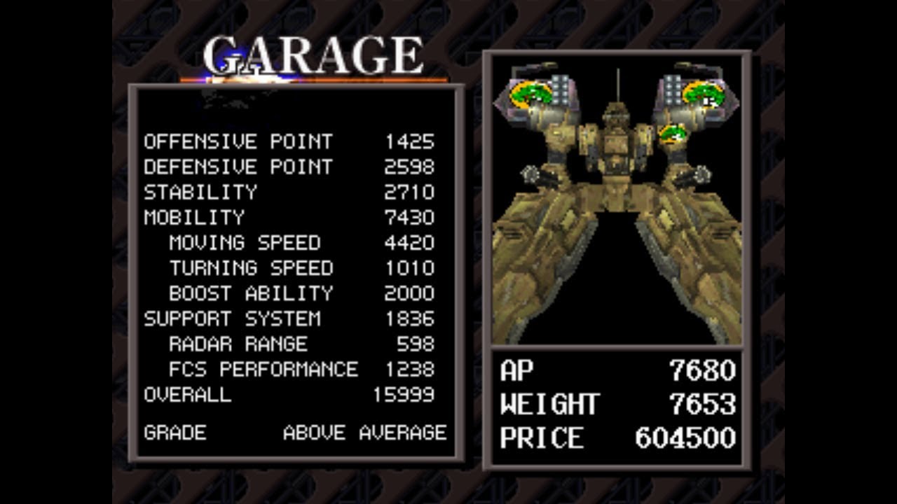 Armored Core [PS1] Weapons - YouTube