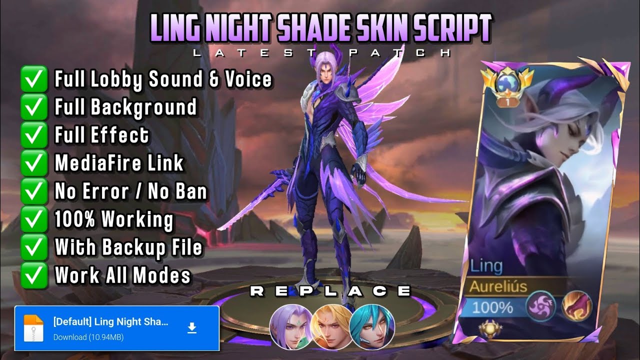 Ling Epic — Night Shade Skin Script Full Effect | Latest Patch - YouTube