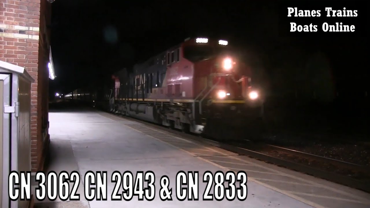 CN 731 Potash Train With Locomotives CN 3062 CN 2943 & CN 2833 At Rear Strathroy Sub - YouTube