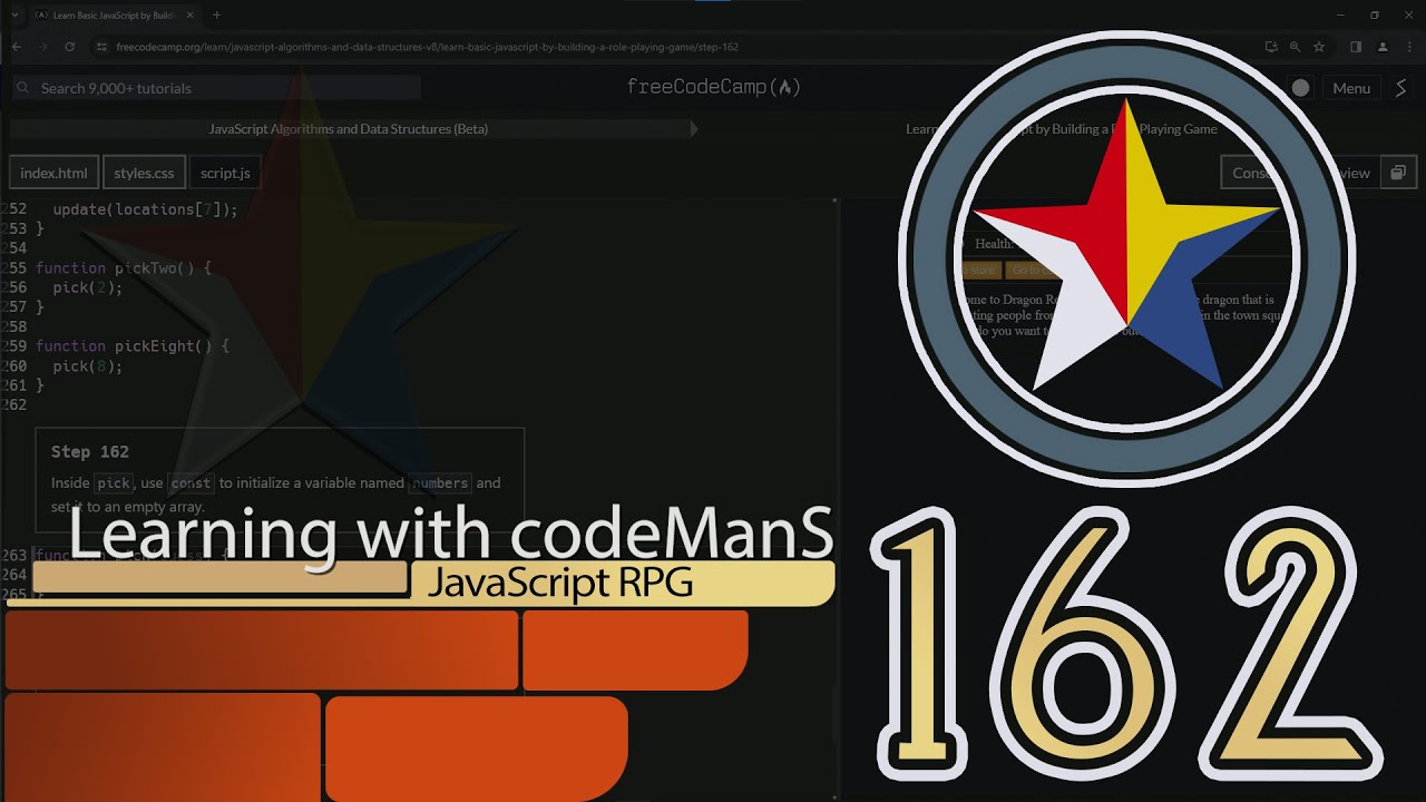 Archived Learn Javascript By Building A Role Playing Game Step 162 Freecodecamp Youtube