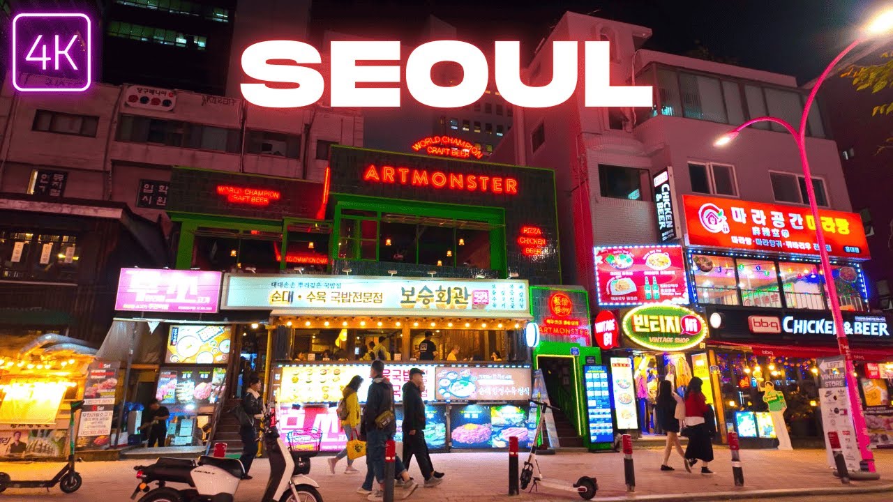 Seoul Walking Tour | Hongdae Shopping Street Night Walk | 4K/60FPS ...