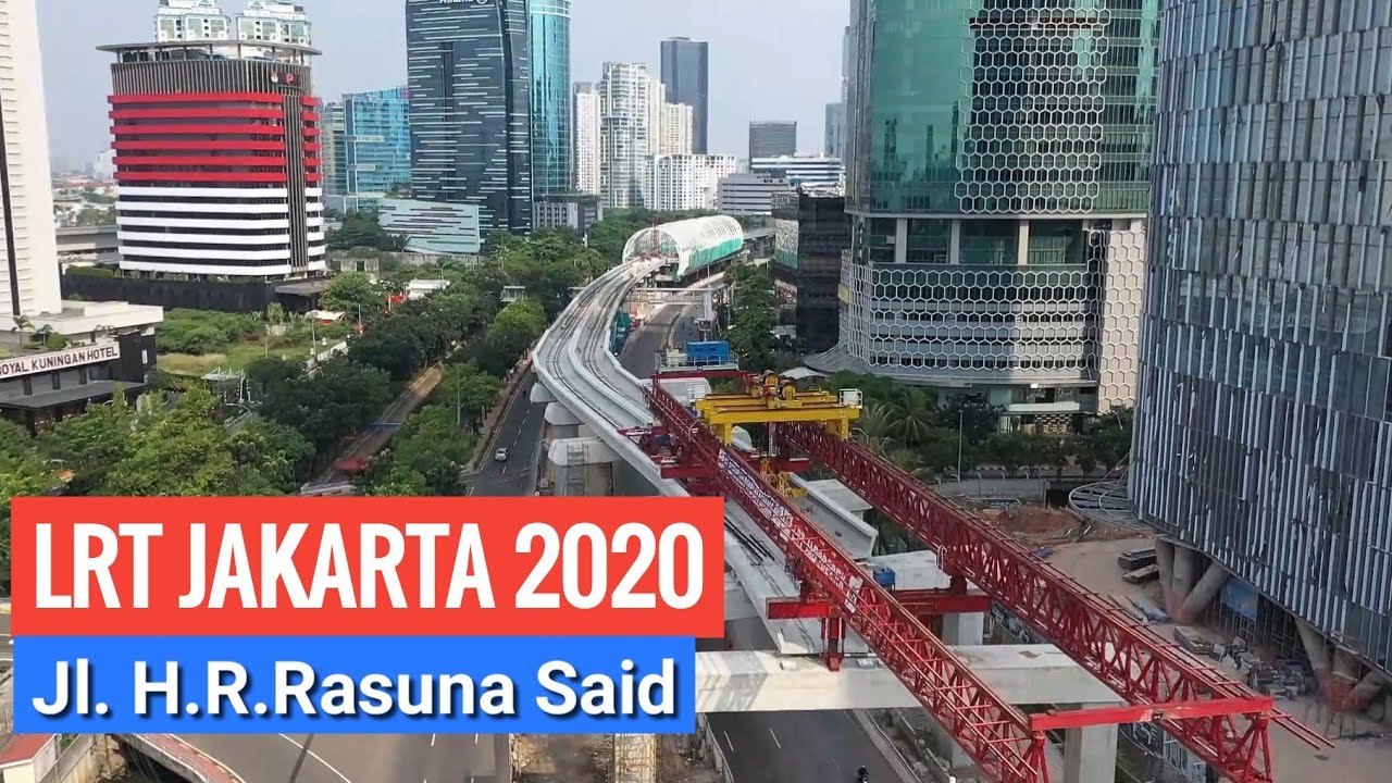 Hampir Rampung, LRT Jl.H.R Rasuna Said Jakarta, Drone View Progres ...