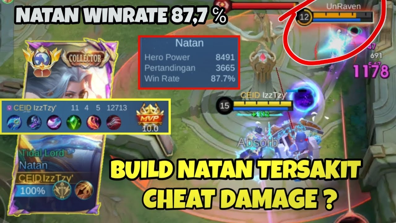 NATAN BEST BUILD TERSAKIT - NATAN GOLD LANE BUILD CHEAT DAMAGE? #mobilelegendsindonesia - YouTube