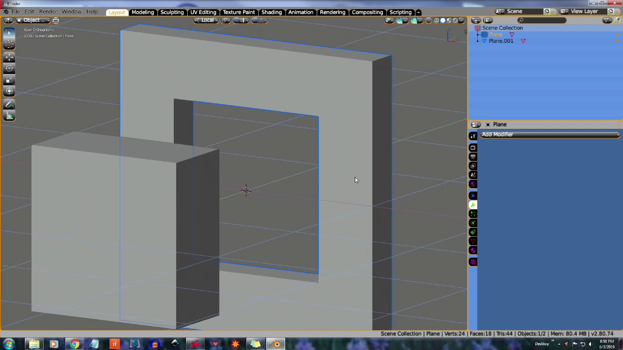 How to use Boolean Modifier like a Knife in Blender 2.8 - YouTube