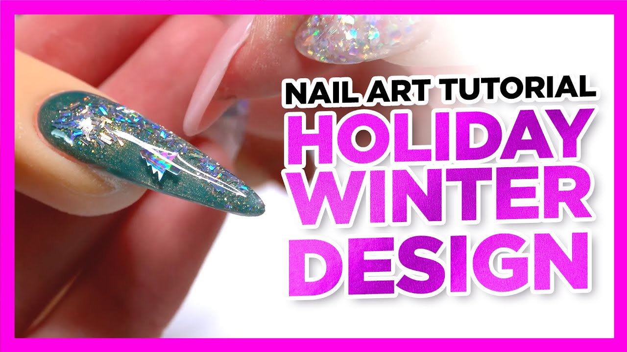 Holiday Winter Wonderland Dimensional Nails with Tree Glitters Tutorial ...