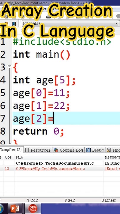Array Creation In C Language #ctutorials #coding #computer #computer #arrayinc #ccoding # ...
