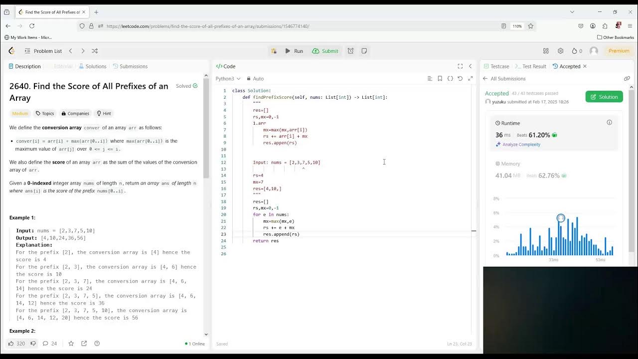2640. Find the Score of All Prefixes of an Array#leetcode _ - YouTube