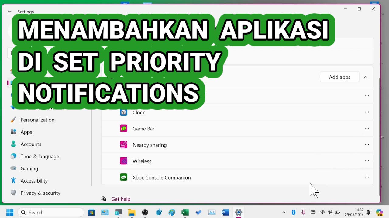 Tutorial Menambahkan Aplikasi di Set Priority Notifications Laptop ...