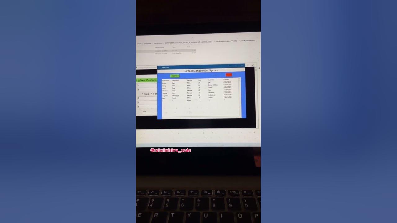 Contact Management System In Python Shorts Pythonanddjangofullstackwebdeveloper 0541