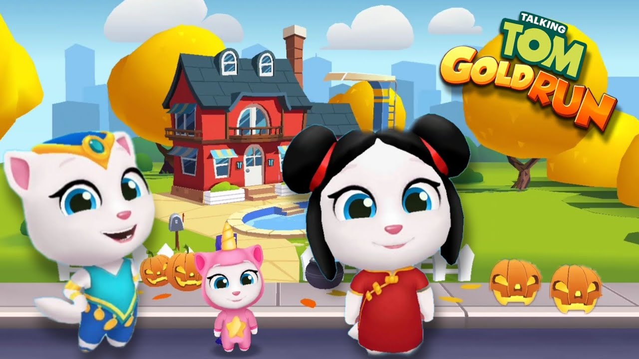 Talking Tom Gold Run Halloween Gameplay - GENIE ANGELA, LUCKY ANGELA ...