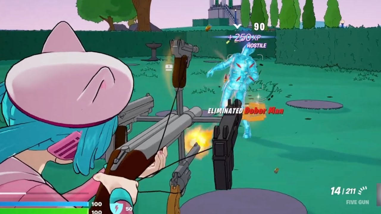 Five Gun Gameplay – Fortnite Simpsons Moe's 5 Gun Mythic Weapon ...