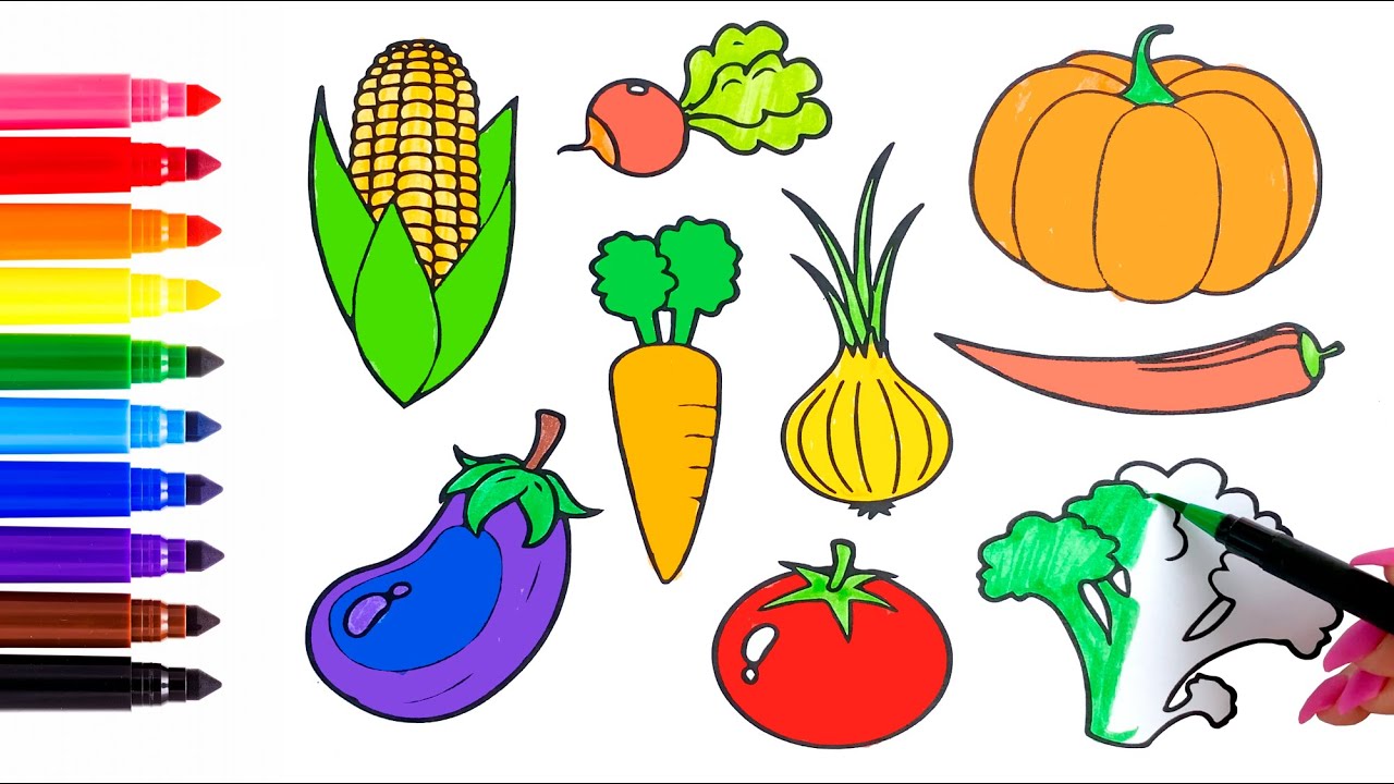 Easily Draw Vegetables Together - YouTube