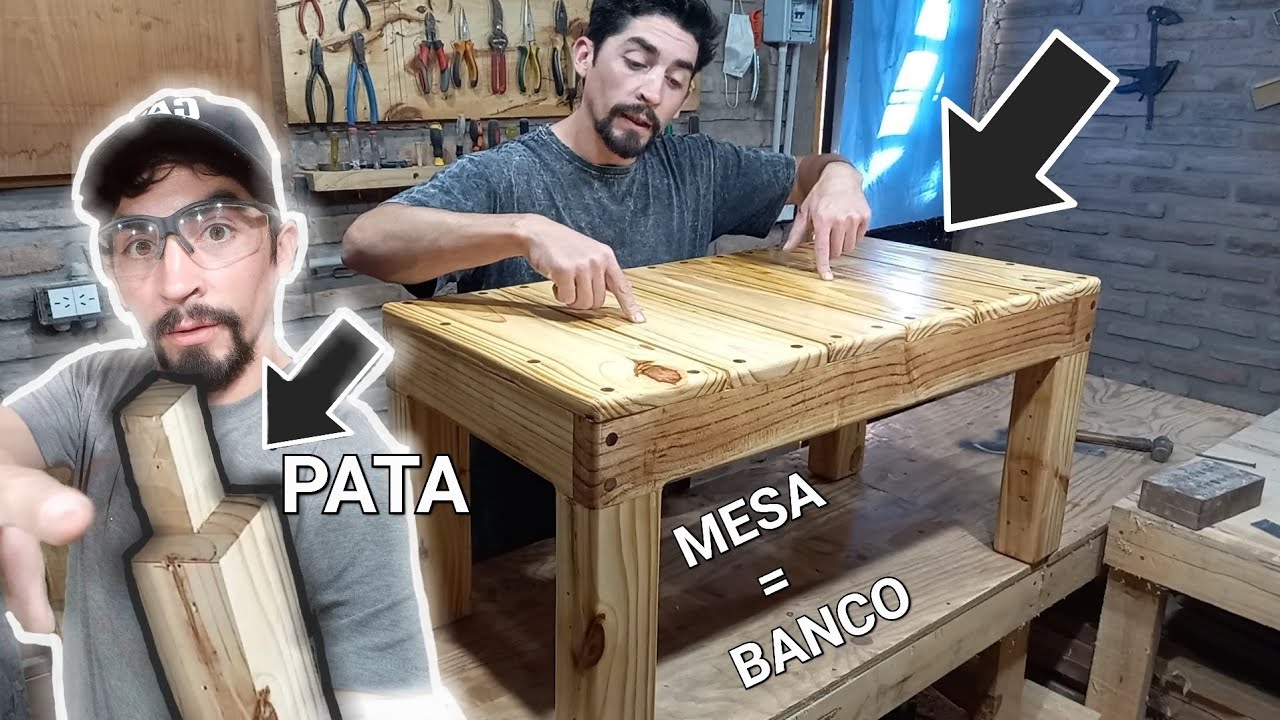 CÓMO HACER UNA MESA con PALLETS ️ MESA RATONA , MESA para LIVING CON ...