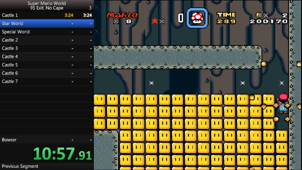 Super Mario World (95 exits, no cape) 2:03:21 - YouTube