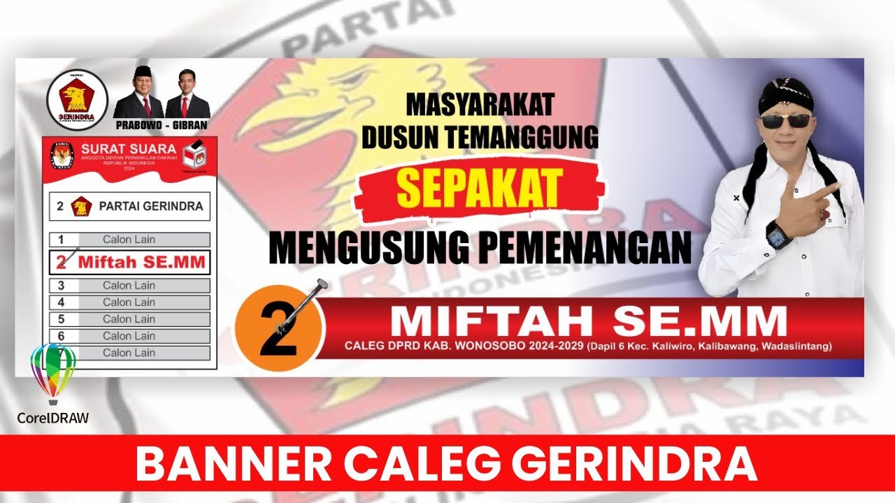 Desain Banner Pemenangan Caleg Partai Gerindra - YouTube